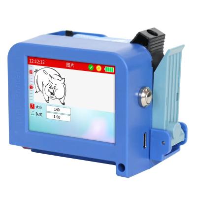 China Blue Full Screen 2.4 Inches Mini Inkjet Printer 12.7mm Printing Height Handheld Portable for sale
