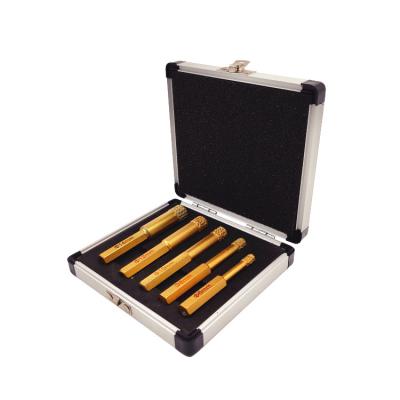 China 5-Piece Diamond Hole Drill Set 6-15mm Hexagonal Handle Vacuum Brazed for Marble Tile Ceramic for sale