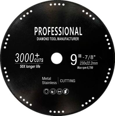 China 230mm Vacuum Brazed Diamond Metal Cutting Saw Blade for Stainless Steel with 3000+ Cuts Capacity for sale