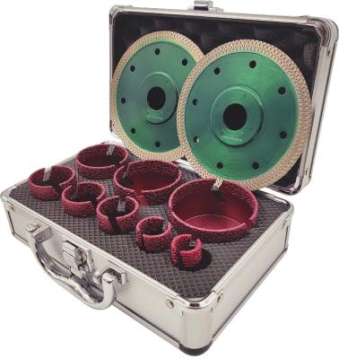 China 8-Piece M14 Red Hole Drill Bit Set with 4-150mm Diameter Range for Porcelain and Stone for sale