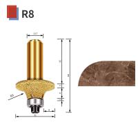 China Diamond Vacuum Brazed Router Bits R5/R8/R10/R15/R18 for Stone Engraving 12.7mm Shank for sale