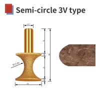China Semi-circle 3V Type Diamond Vacuum Brazed Router Bit φ35×12.7×68 for Stone Marble Granite Engraving for sale