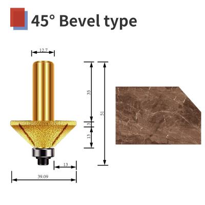 China 45° Bevel Diamond Router Bit φ35×55×20×12.7mm for CNC Engraving Marble Granite Stone for sale