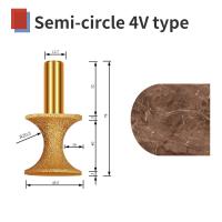 China Semi-circle 3V Type Diamond Vacuum Brazed Router Bit φ35×12.7×68 for Stone Marble Granite Engraving for sale