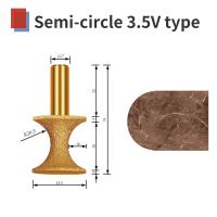 China Semi-circle 3V Type Diamond Vacuum Brazed Router Bit φ35×12.7×68 for Stone Marble Granite Engraving for sale