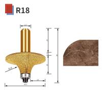 China Diamond Vacuum Brazed Router Bits R5/R8/R10/R15/R18 for Stone Engraving 12.7mm Shank for sale