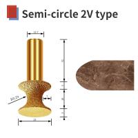 China Semi-circle 3V Type Diamond Vacuum Brazed Router Bit φ35×12.7×68 for Stone Marble Granite Engraving for sale