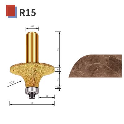 China Diamond Vacuum Brazed Router Bits R5/R8/R10/R15/R18 for Stone Engraving 12.7mm Shank for sale