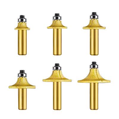China Diamond Vacuum Brazed Router Bits R5/R8/R10/R15/R18 for Stone Engraving 12.7mm Shank for sale