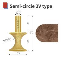 China Semi-circle 3V Type Diamond Vacuum Brazed Router Bit φ35×12.7×68 for Stone Marble Granite Engraving for sale