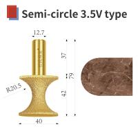 China Semi-circle 3V Type Diamond Vacuum Brazed Router Bit φ35×12.7×68 for Stone Marble Granite Engraving for sale