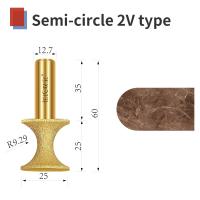 China Semi-circle 3V Type Diamond Vacuum Brazed Router Bit φ35×12.7×68 for Stone Marble Granite Engraving for sale