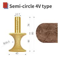 China Semi-circle 3V Type Diamond Vacuum Brazed Router Bit φ35×12.7×68 for Stone Marble Granite Engraving for sale