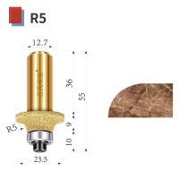 China Diamond Vacuum Brazed Router Bits R5/R8/R10/R15/R18 for Stone Engraving 12.7mm Shank for sale