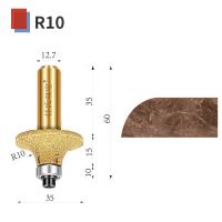 China Diamond Vacuum Brazed Router Bits R5/R8/R10/R15/R18 for Stone Engraving 12.7mm Shank for sale