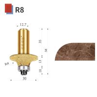 China Diamond Vacuum Brazed Router Bits R5/R8/R10/R15/R18 for Stone Engraving 12.7mm Shank for sale