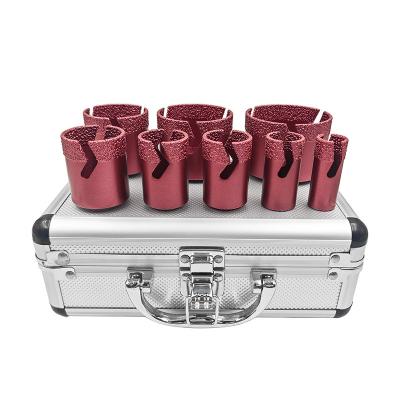 China 8-Piece M14 Red Hole Drill Bit Set with 4-150mm Diameter Range for Porcelain and Stone for sale