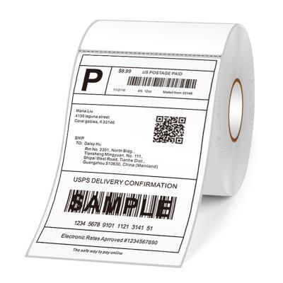 China Waterproof Direct Thermal Shipping Labels 100x150mm White Adhesive Stickers 500 Labels per Roll for sale