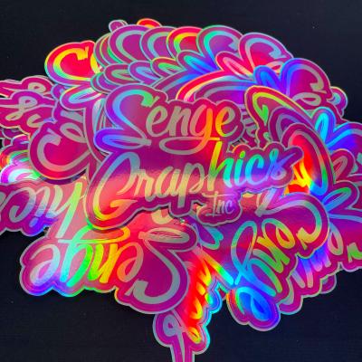 China Custom Die Cut PVC Vinyl Sticker Holographic Adhesive Logo UV Waterproof 0.1mm for sale