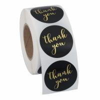 China Custom Thank You Sticker Labels Waterproof Kraft Paper 1000 Rolls MOQ for Shipping Box for sale