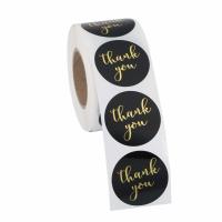 China Custom Waterproof Thank You Stickers with Gold Foil Logo for Small Business 1000 Rolls MOQ for sale