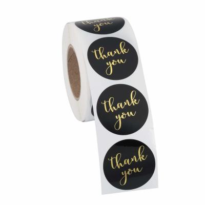 China Custom Waterproof Thank You Stickers with Gold Foil Logo for Small Business 1000 Rolls MOQ for sale