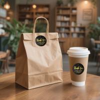 China Custom Thank You Sticker Roll 2.5cm Waterproof Logo Gift Business Bags Kraft Art Paper for sale
