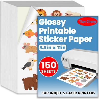 China Glossy White PP PET Vinyl Sticker Paper A4 210x297mm Waterproof Adhesive Label for Inkjet Printer for sale