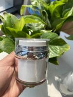 China Refillable Double Wall Round Airless Pump Jar Acrylic Cream Packaging Jar for sale