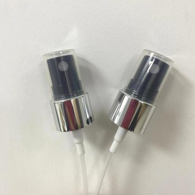 China 20 410 Silver/Black Shiny Aluminum Fine Mist Sprayer Pump 0.12cc Output for sale