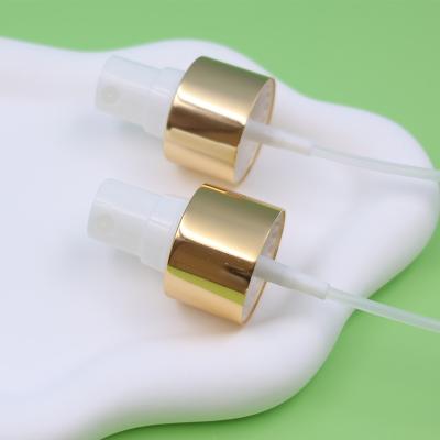 China 24/ 410 Gold / White Shiny Aluminum Fine Mist Sprayer Pump 0.12cc Output for sale
