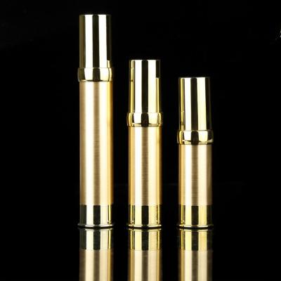 China 15ml 20ml 30ml Gold Plastic Lotion Airless Pump Bottle Airless Vacuum Pump Sprayer Bottle for sale