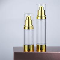 China AS Airless Bottle Lotion Cosmetic Skin Care Packaging Pump Bottle Custom 15ml 30ml 50ml Cartons Gold Cosmetic Mini Bottles AS/PP for sale