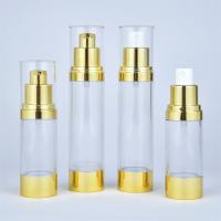 China AS Airless Bottle Lotion Cosmetic Skin Care Packaging Pump Bottle Custom 15ml 30ml 50ml Cartons Gold Cosmetic Mini Bottles AS/PP for sale