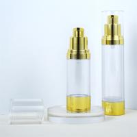 China AS Airless Bottle Lotion Cosmetic Skin Care Packaging Pump Bottle Custom 15ml 30ml 50ml Cartons Gold Cosmetic Mini Bottles AS/PP for sale