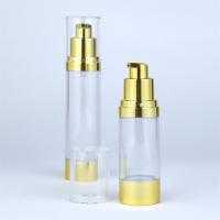 China AS Airless Bottle Lotion Cosmetic Skin Care Packaging Pump Bottle Custom 15ml 30ml 50ml Cartons Gold Cosmetic Mini Bottles AS/PP for sale