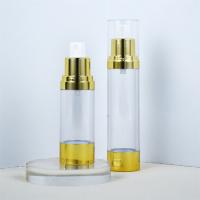 China AS Airless Bottle Lotion Cosmetic Skin Care Packaging Pump Bottle Custom 15ml 30ml 50ml Cartons Gold Cosmetic Mini Bottles AS/PP for sale
