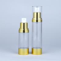 China AS Airless Bottle Lotion Cosmetic Skin Care Packaging Pump Bottle Custom 15ml 30ml 50ml Cartons Gold Cosmetic Mini Bottles AS/PP for sale