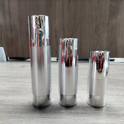 China Factory Wholesale 15ml 20ml 30ml Silver Plastic Cosmetic Lotion Pump Airless Bottle for Skin Care Packaging for sale