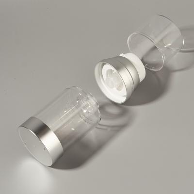 China Factory Wholesale Luxury Empty 100ml 150ml 120ml ABS AS Airless Pump Bottle Customized Matte Glossy Silver UV Supplier for sale