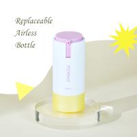 China Recyclable Private Label 15ml 30ml 50ml  Round Shape Custom Pink Purple Color Airless ABS Lotion Bottle for Skincare Packaging for sale