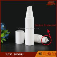 China Unique White Cosmetic Packaging 50ml Round Plastic Airless Bottle for sale