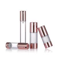 China Luxury Rose Gold Airless Pump Bottle 15-20ml Round Airless Lotion Bottle Serum Bottle for sale