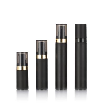 China Top Quality Black Airless Bottle 15ml 30ml 50ml PP Plastic Airless Cosmetic Bottles for sale
