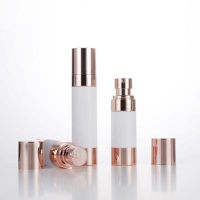 China Empty Travel Mini Round Airless Lotion Bottle 15ml 30ml 50ml Rose Gold Vacuum Bottle for sale