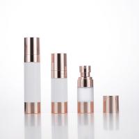 China Empty Travel Mini Round Airless Lotion Bottle 15ml 30ml 50ml Rose Gold Vacuum Bottle for sale