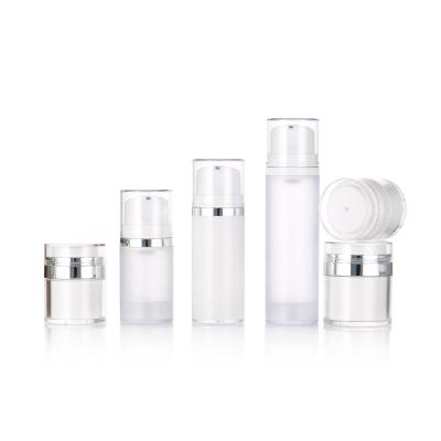 China Stock White Cream Plastic Airless Pump Bottle for Lotion Facial Cleanser & Skin Care Serum 50ml/100ml/150ml Screen Printed for sale