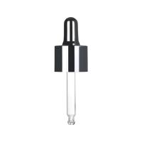 China PP Plastic Cosmetic Glass Dropper large 20mm Round Tip Black Silver color for sale