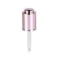 China 18mm Cosmetic Small Glass Dropper Round Shape With Bamboo Push Button for sale