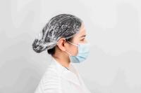 China Latex-Free Elastic Disposable PE Plastic Shower Cap For Hotel/Factory/Home for sale